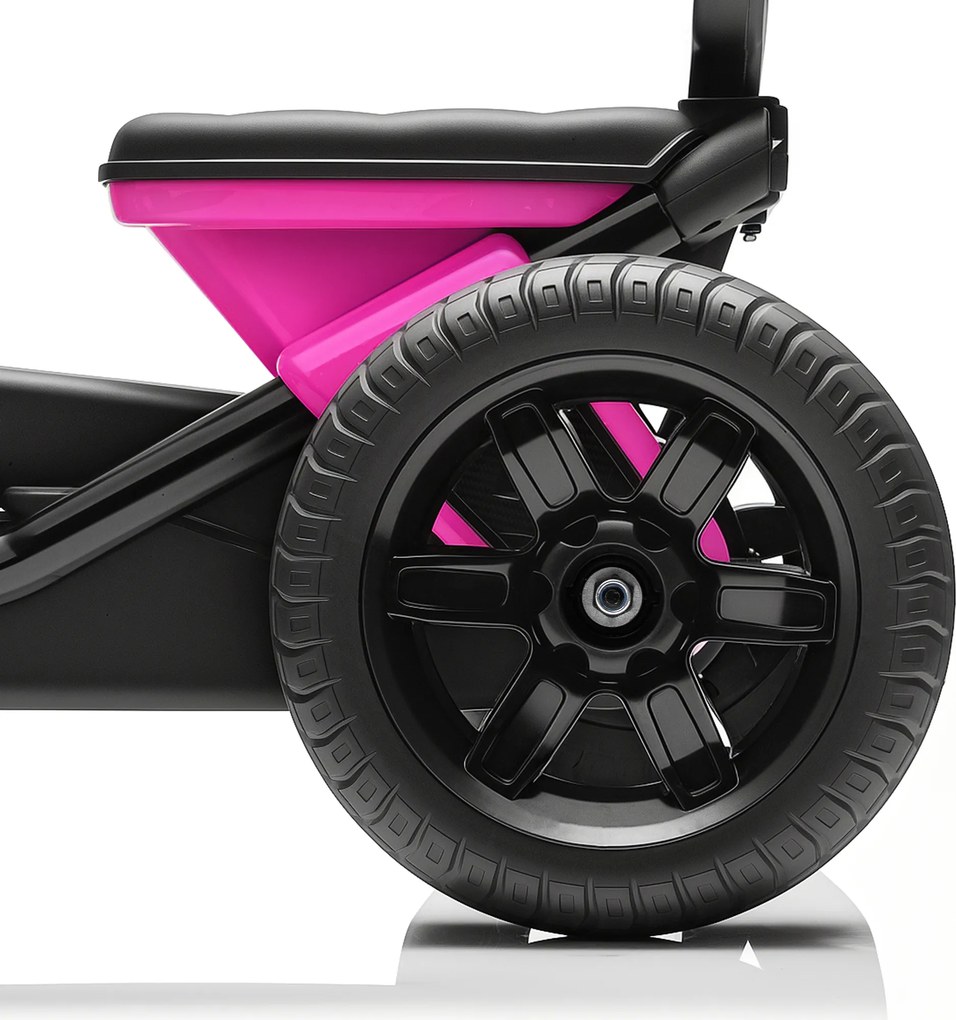 AIYAPLAY kart s pedály s protiskluzovými EVA koly kovový rám nosnost 30 kg pro děti od 2-5 let růžová