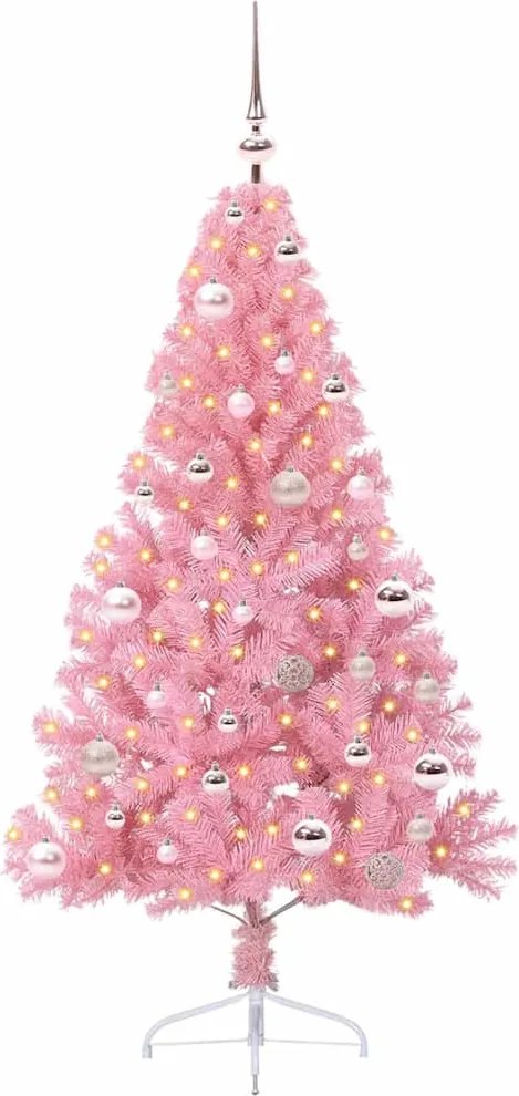 Umělý osvětlený vánoční stromeček Růžová 150 cm PVC 3397065