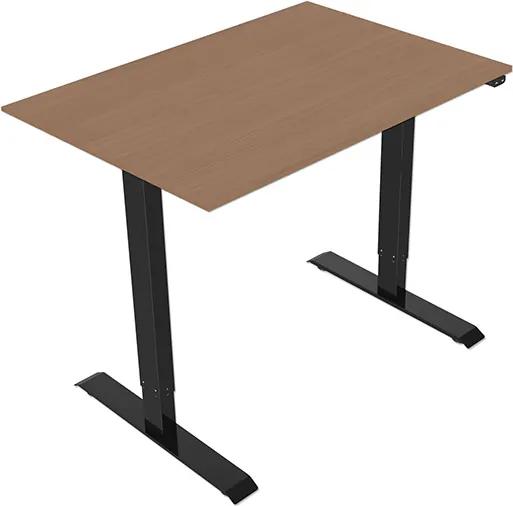 Elektricky výškově nastavitelný stůl POWERO — včetně desky, buk, černá, 75×160 cm
