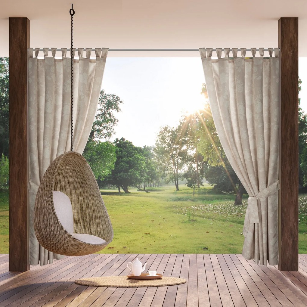 ZAHRADNÍ VODĚODOLNÝ ZÁVĚS NA POUTKÁCH GARDEN 155X220 CM VZOROVANÁ