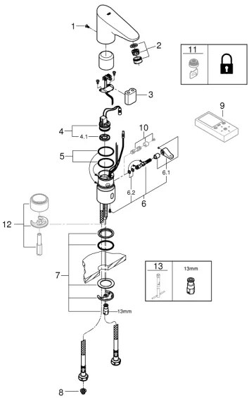 GROHE 36207001 - Elektronická umyvadlová baterie EUROPLUS E DN 15 lesklý chrom