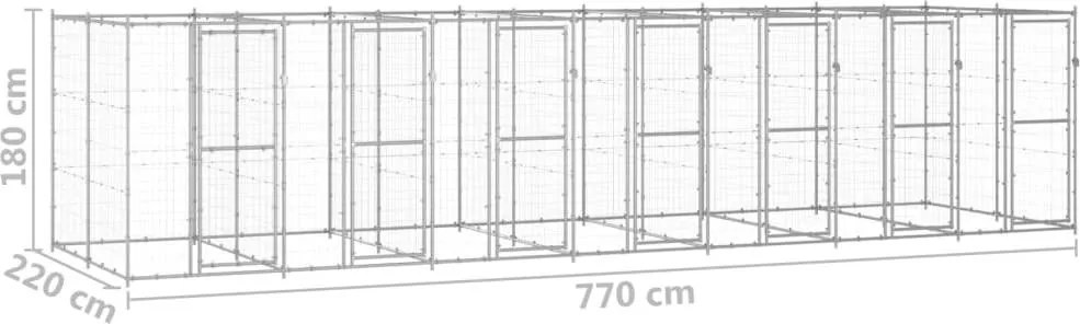 vidaXL Venkovní psí kotec ocel 16,94 m² [3082287] Barva: Černá