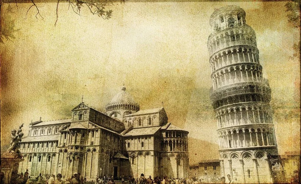 Fototapeta - Vintage Art Pisa City Urban (254x184 cm)