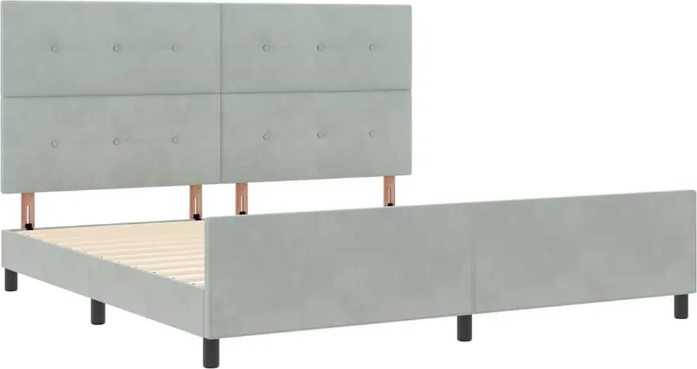 Postel s boxspringem s čelo Světle šedá 200 x 200 cm samet 3344963