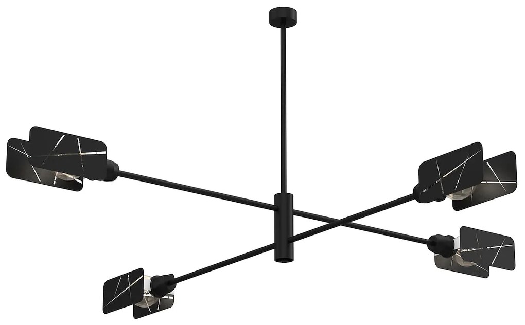 Stropní svítidlo Astra, 4x černé kovové stínítko, b