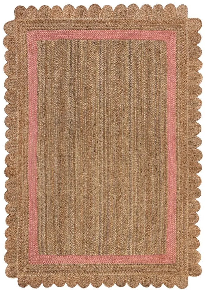 Flair Rugs koberce Kusový koberec Grace Jute Natural/Pink - 160x230 cm