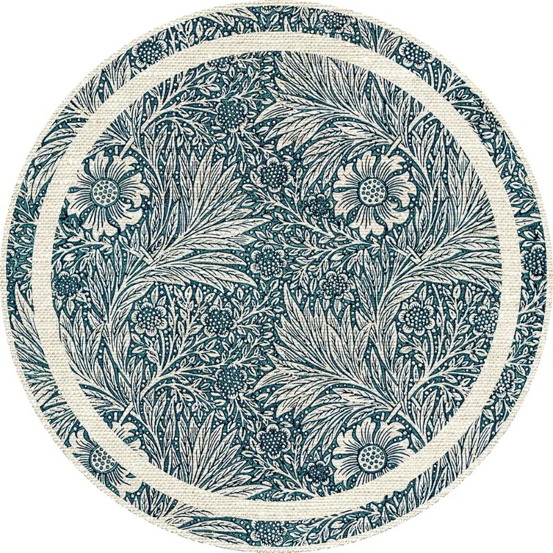 Koberec Kulatý z vinylu Odolná podložka s potiskem William Morris 150 x 150 cm
