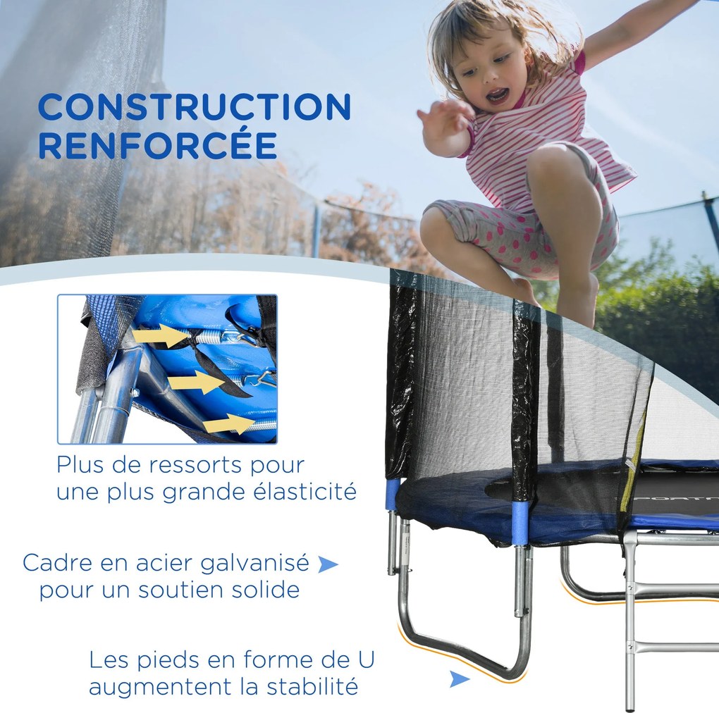 SPORTNOW Outdoor Dětský Trampolína, Průměr 180 cm, Zahradní Trampolína pro Děti se Zabezpečovací Sítí, Polstrované Tyče a Žebříkem, pro Děti, Teenage…