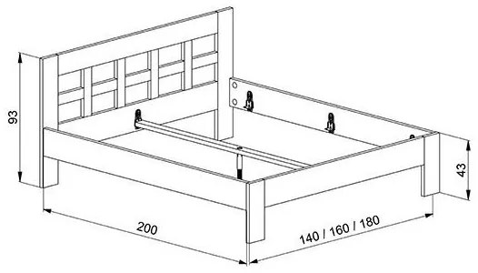 MRAVA, s.r.o. Dvoulůžková postel DELANNA ROZMĚR: 180 x 200 cm