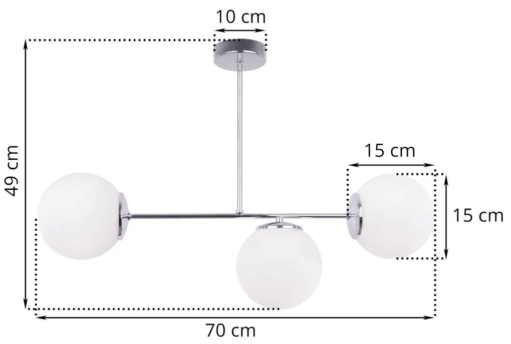 Stropní svítidlo Florence, 3x bílé skleněné stínítko, ch