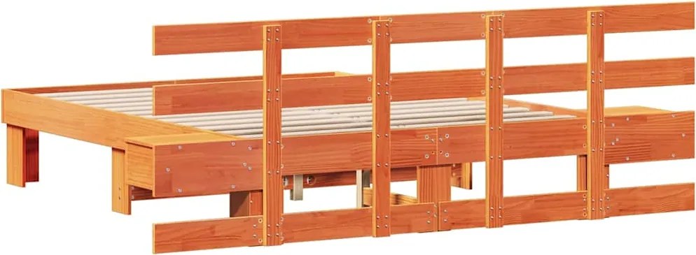 Rám postele s čelo Hnědá 140 x 190 cm Masivní borové dřevo 3385696