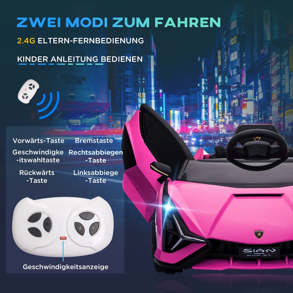 HOMCOM dětské elektrické SUV auto se 3 rychlostmi, bezpečnostní pásy, dálkové ovládání, hudební (MP3/USB) světlo, pro 37-60 měsíců, nosnost 25kg, Pink