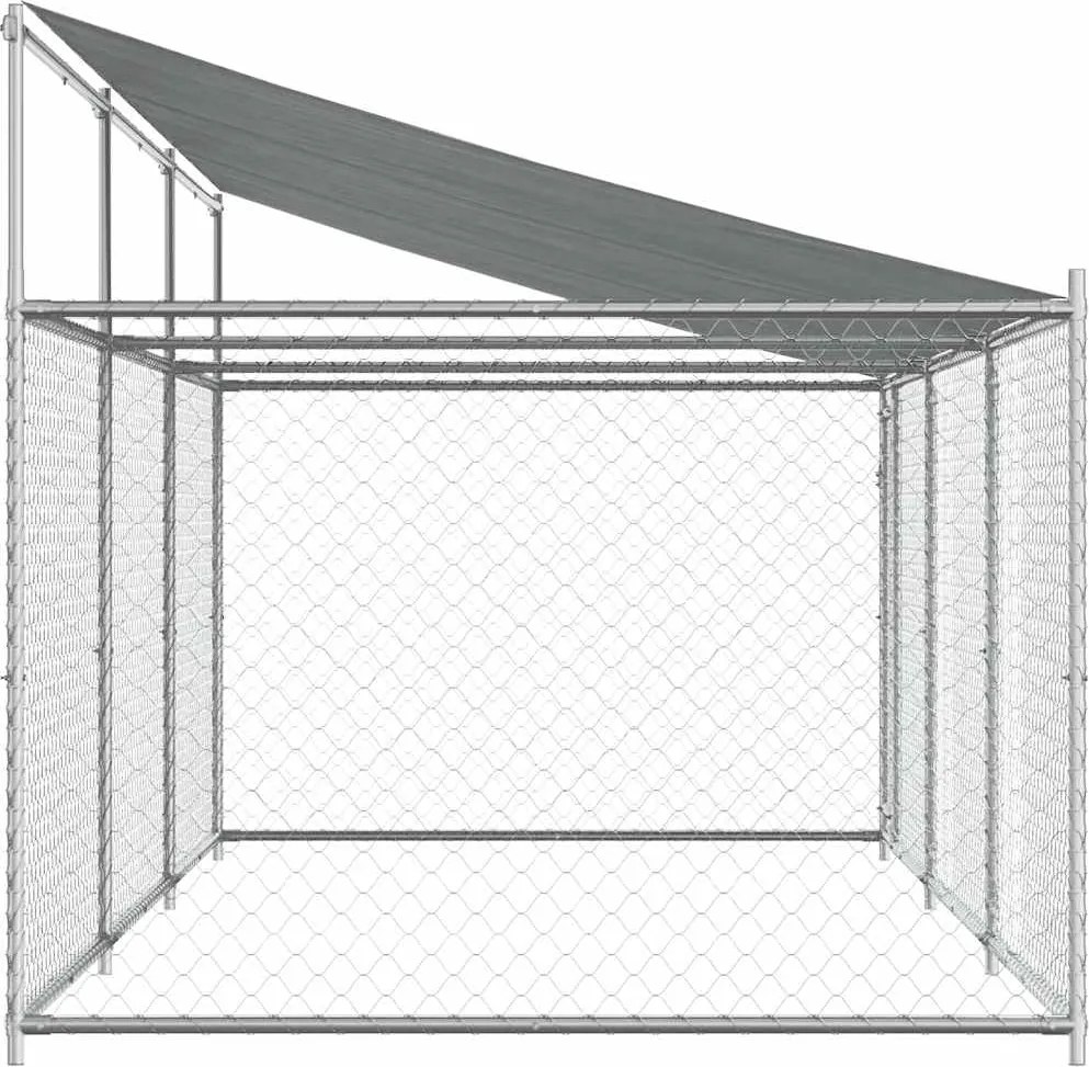 Klec pro psy se střechou a dvířky šedá 6x2x2 m pozinkovaná ocel 3209569