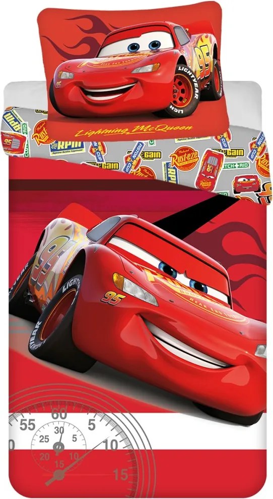 Bavlněné ložní povlečení Auta / Cars - motiv legenda Blesk McQueen - 100% bavlna - 70x90 cm + 140x200 cm