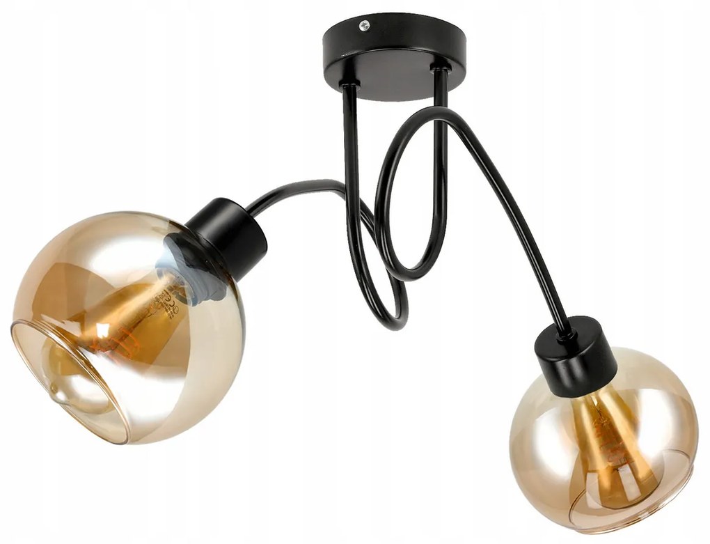BERGE Skleněná LED stropní lampa 2xE27 - jantarová barva