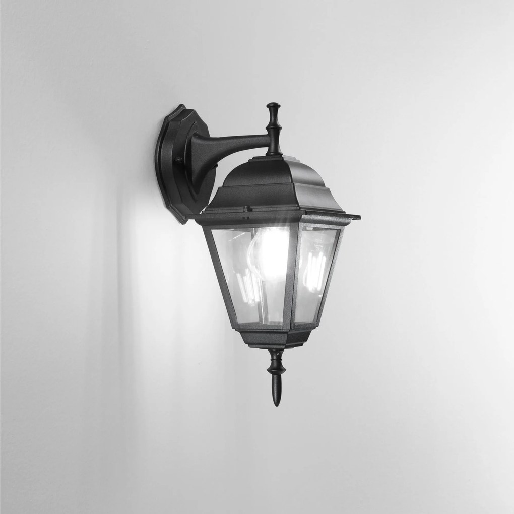 FAN LANT-ROMA/AP1B Venkovní nástěnné svítidlo DOWN ROMA černá, 1xE27, IP44, 19,5 x 35 x 14,6 cm - FANEUROPE