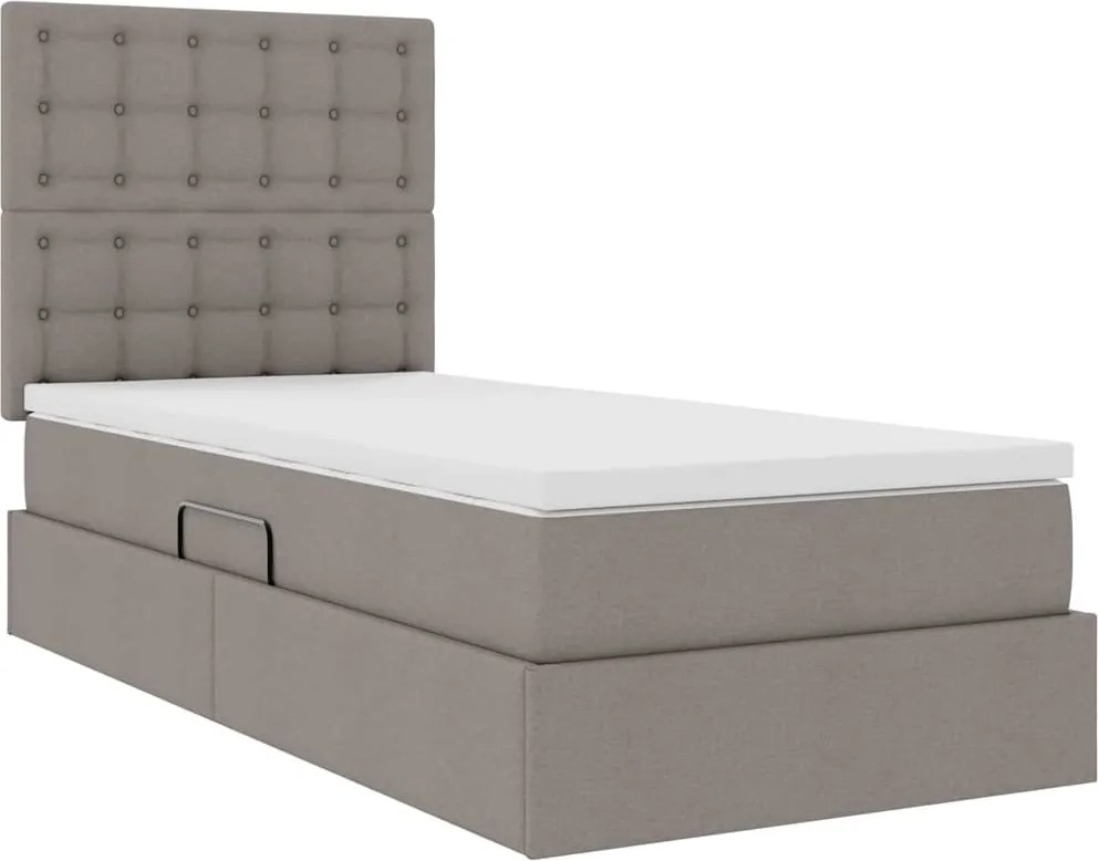 Postel s úložným prostorem a matrací Taupe 90 x 190 cm textil 3371877