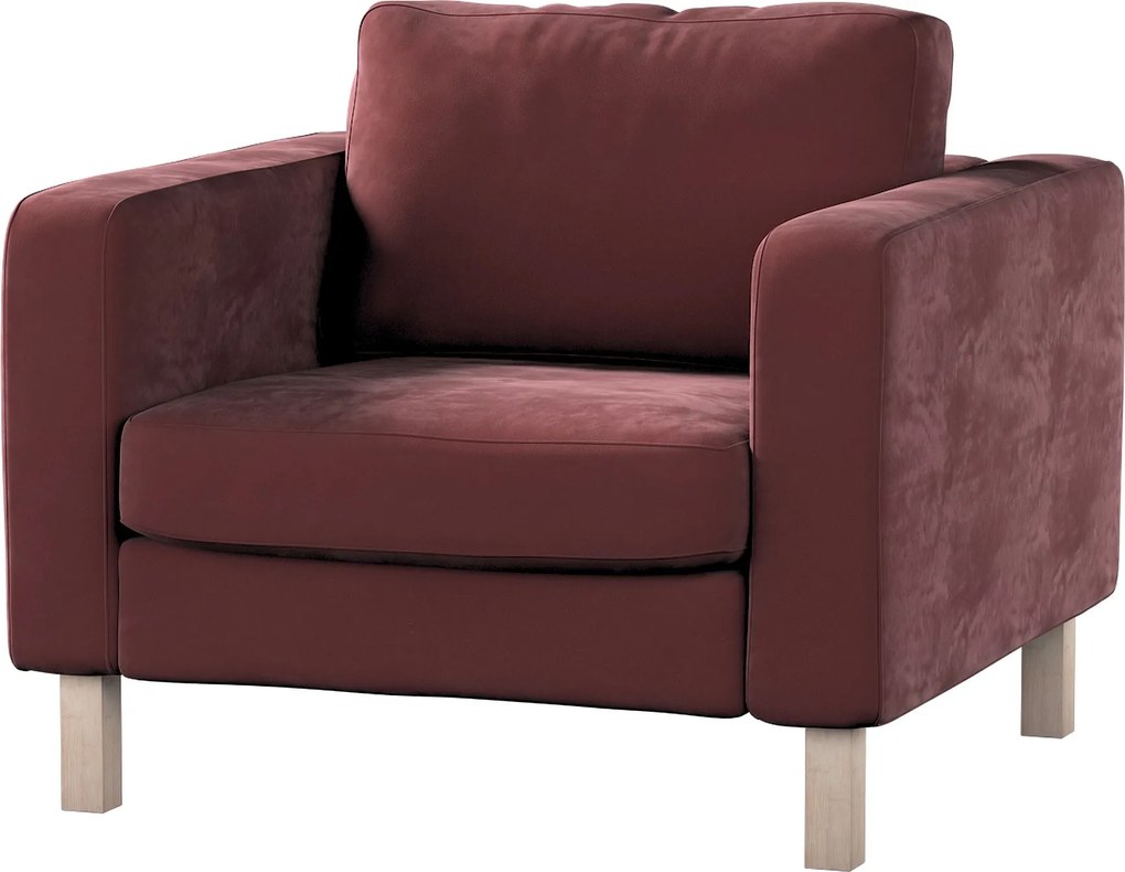 Potah na křeslo IKEA Karlstad, krátký barva červená látka lesklé, sametová