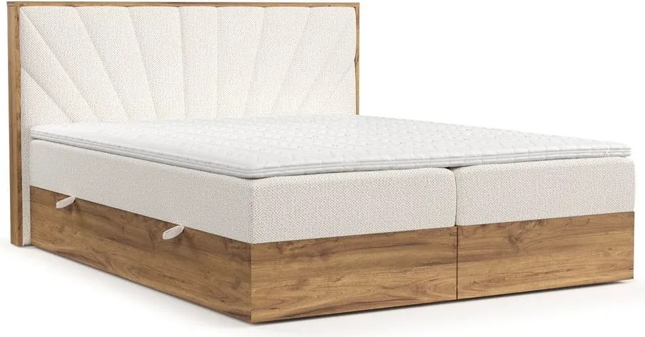 Boxspring postel s úložným prostorem v krémovo-přírodní barvě 180x200 cm Asahi – Maison de Rêve