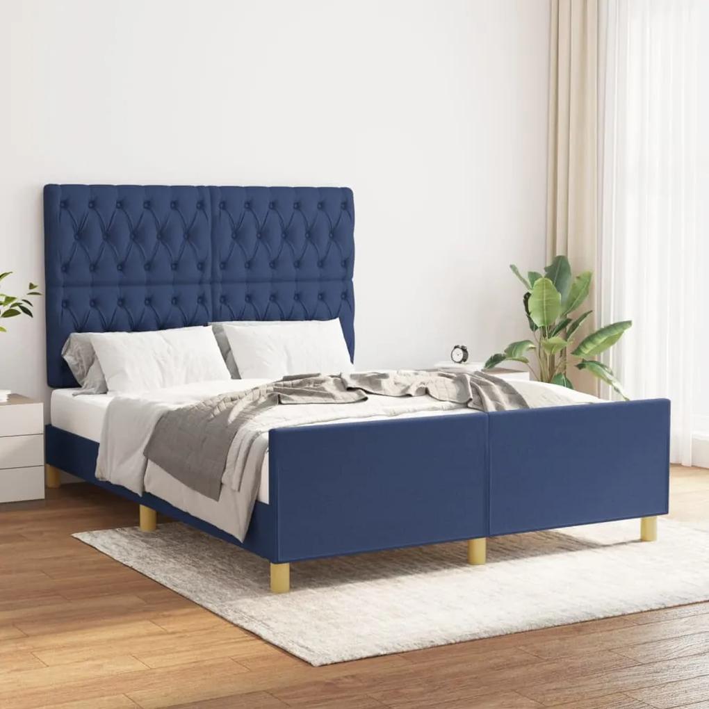 Rám postele s čelem modrý 140 x 200 cm textil,  3125306