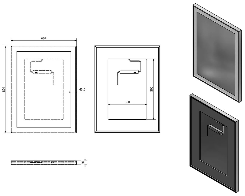 Sapho, LUMINAR LED podsvícené zrcadlo v rámu 600x800mm, chrom, NL557