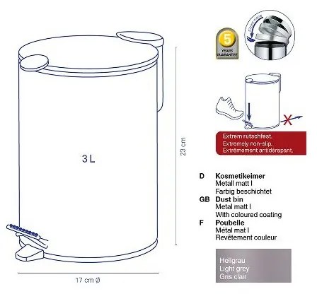 KELA Kosmetický koš 3 l MATS mentolová KL-23616