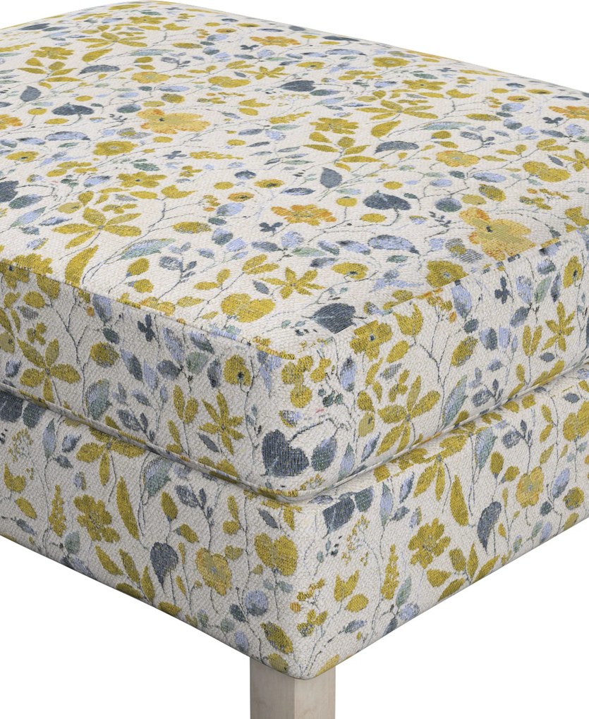 Potah na podnožku IKEA Karlstad barva žlutá látka pletený vzor, vzorované