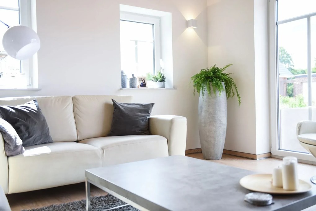 Květináč MAGNUM, sklolaminát, výška 100 cm, beton design, šedý