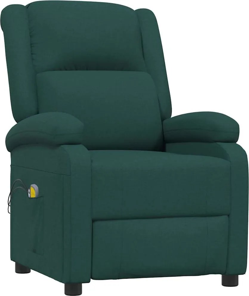 Elektrické masážní křeslo tmavě zelené textil 3098364