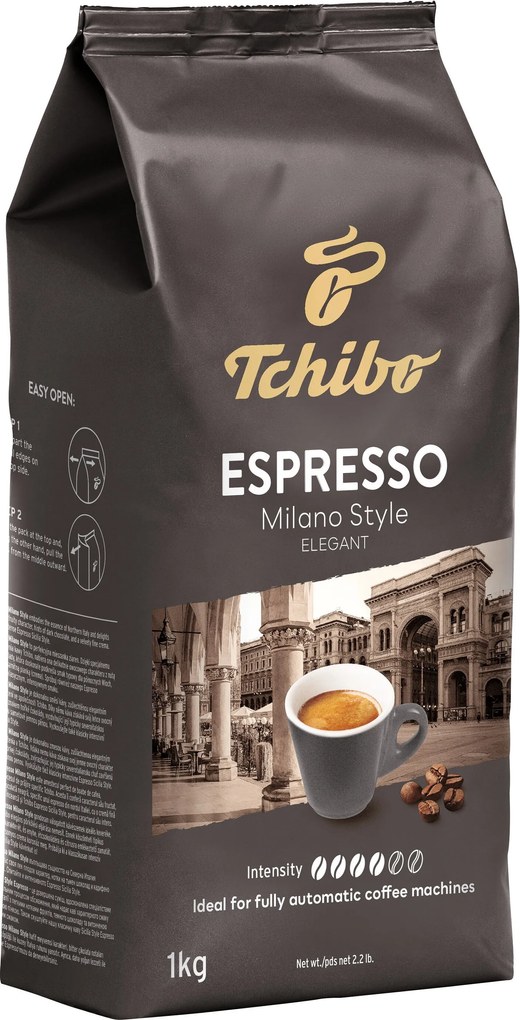 Tchibo Espresso Milano Style - 1 kg zrnkové kávy - Intenzita: 4/6