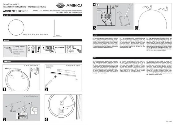 Amirro Ambiente Ronde Kruhové zrcadlo 50 cm s LED podsvícením, 411-217