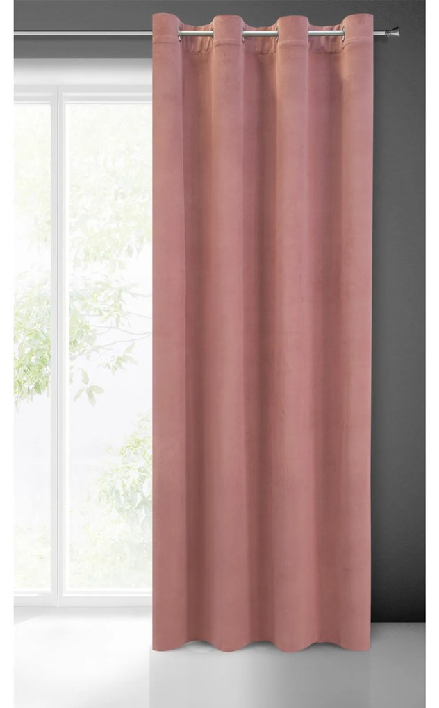 ZATEMŇOVACÍ ZÁVĚS NA KROUŽCÍCH MILO 140X250 CM STARORŮŽOVÁ