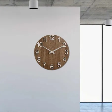 Luxusní dřevěné hodiny Ořech s 3D číslicemi | SENTOP MAS017-3073-silver-hands