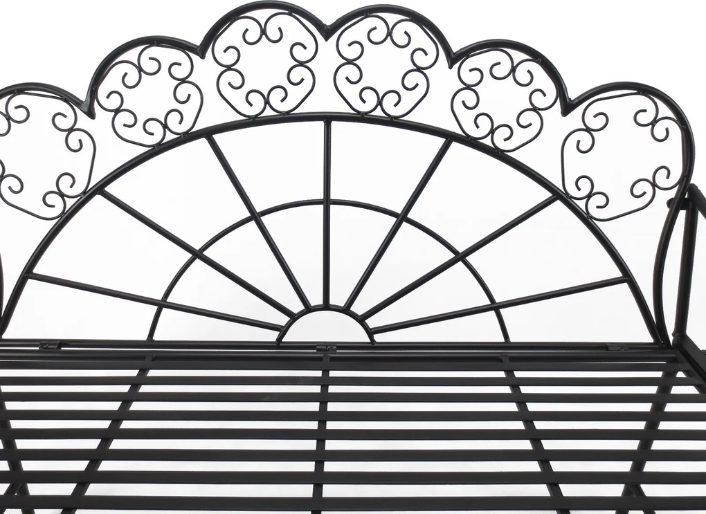 Zahradní lavička Outsunny 2místná kovová 107 x 55,5 x 90,5 cm robustní nerezavějící odolná proti povětrnostním vlivům pro zahradu balkon park černá |…