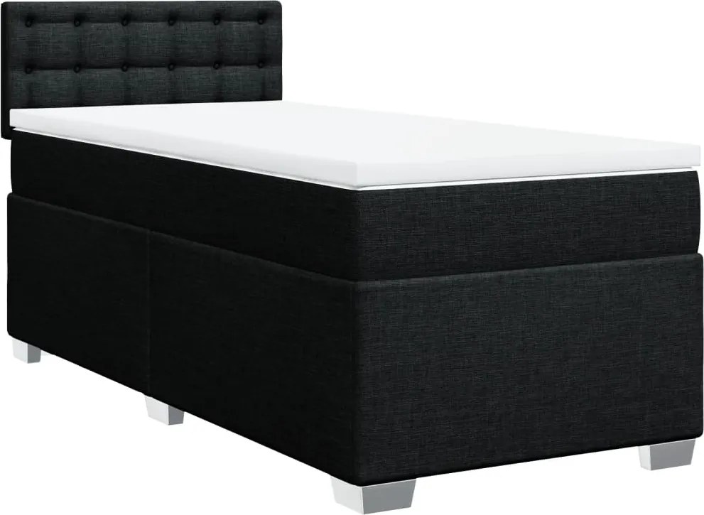 Box spring postel s matrací černá 90x200 cm textil 3288087