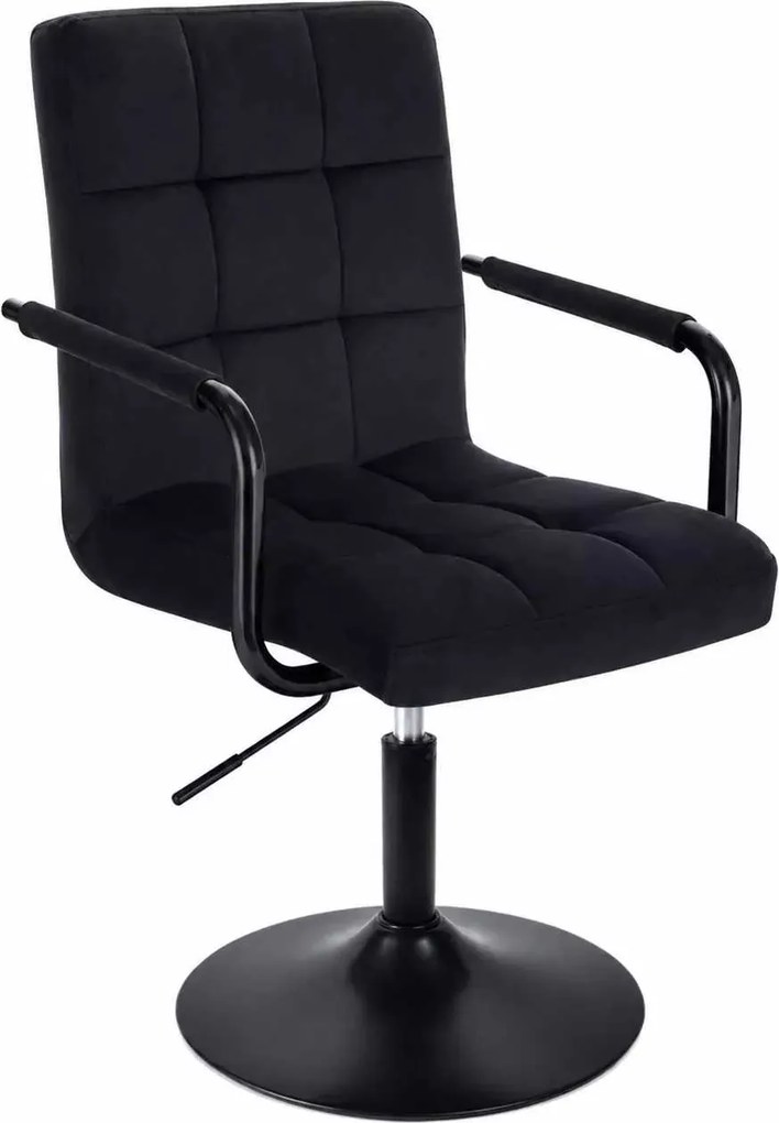 LuxuryForm DESIGN Otočná židle VERONA BLACK VELUR na černém talíři - černá