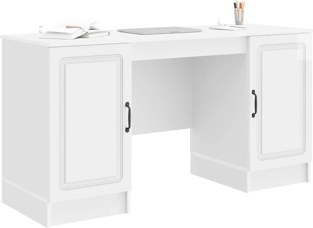 Stůl Bílá s vysokým leskem 142,5 x 50 x 75 cm Kompozitní dřevo 3414643