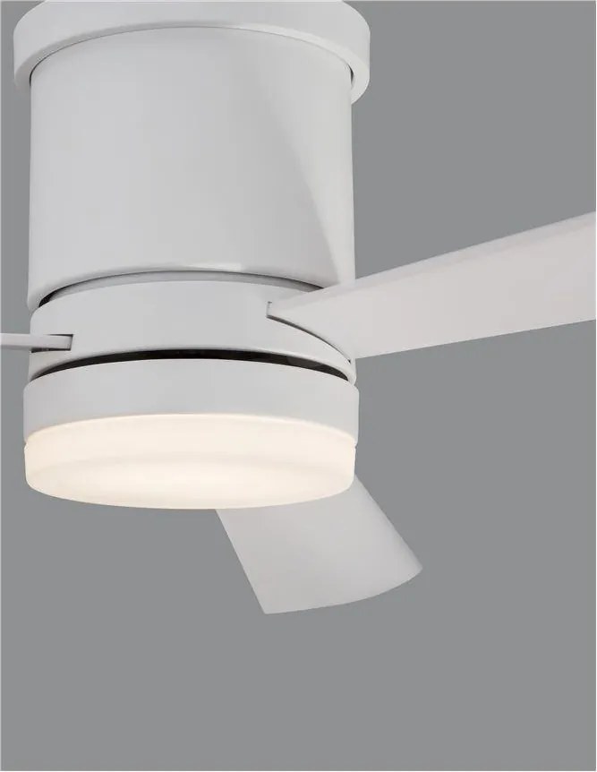 NV 9953015 Stropní ventilátor se světlem SILKY matná bílá ocel a sklo bílé dřevené listy 5 rychlostí 35W LED 18W 3000K - NOVA LUCE