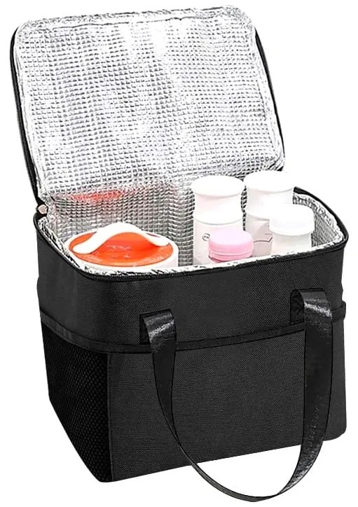 Termotaška na jídlo LUNCH BOX, černá, nepromokavý materiál, 23x20x17,5 cm