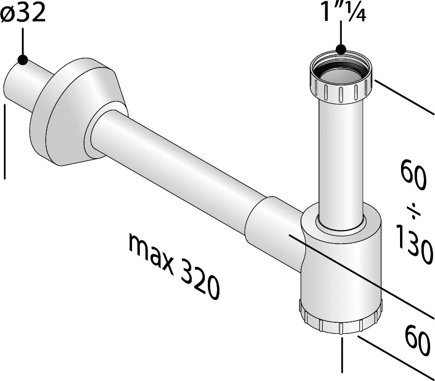 Bruckner Crono umyvadlový sifon 5/4 odpad 32 mm bílá 151.108.0