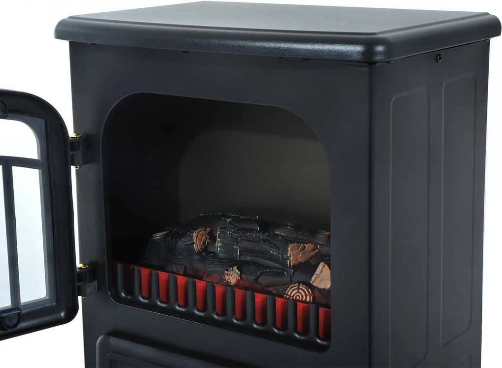 Elektrický krb na zeď LED GOLETO HOMCOM BLACK 950/1850W