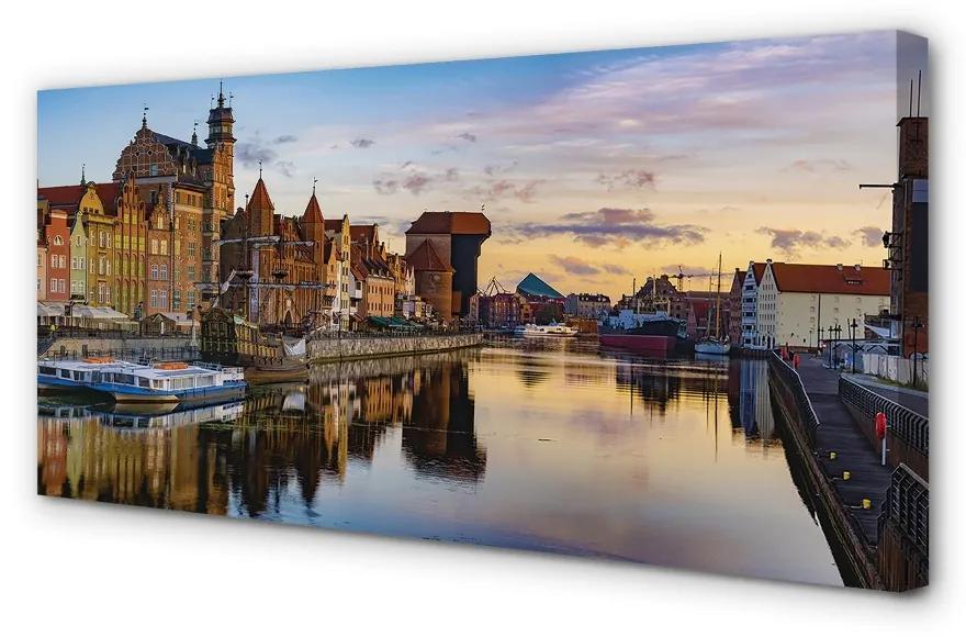 Obrazy na plátně Port of Gdańsk řeky svítání 140x70 cm