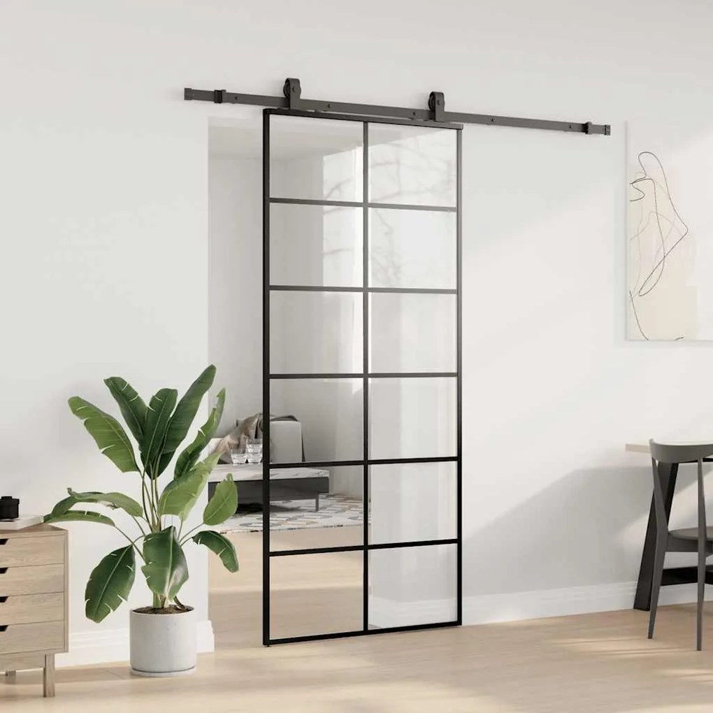 Posuvné dveře se sadou kování černé 90x205 cm ESG Glass 3375851