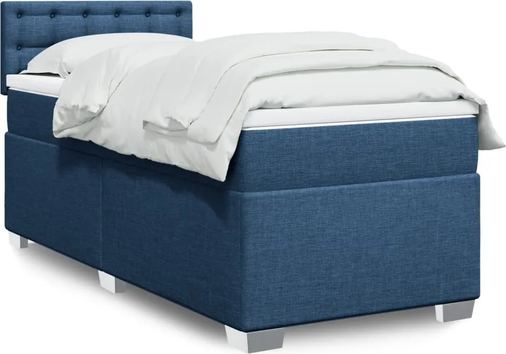 Box spring postel s matrací modrá 90x190 cm textil 3288063