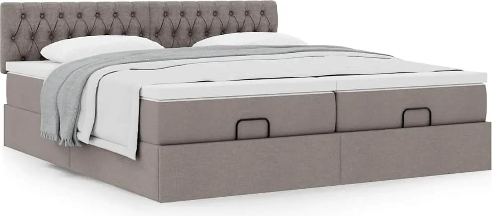 Osmanský rám postele s matracíes taupe 200x200cm textil 3312026