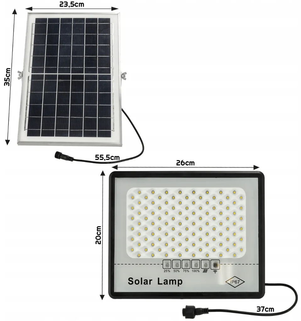 BERGE Solární LED svítidlo DAKAR - 100W - PIR | BIANO