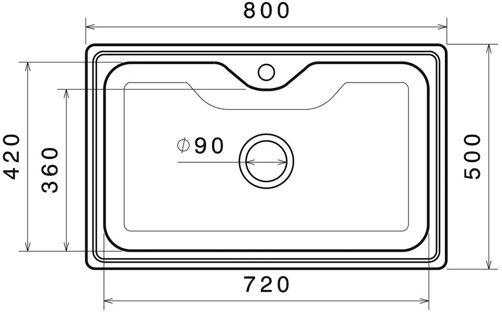 Nerezový dřez Sinks BIGGER 800 V 0,8mm matný