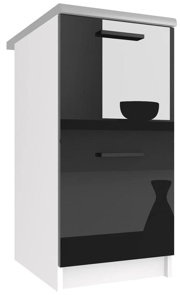 Kuchyňská skříňka Belini spodní 40 cm černý lesk
s pracovní deskou  INF SD2-40/0/WT/B/0/B1