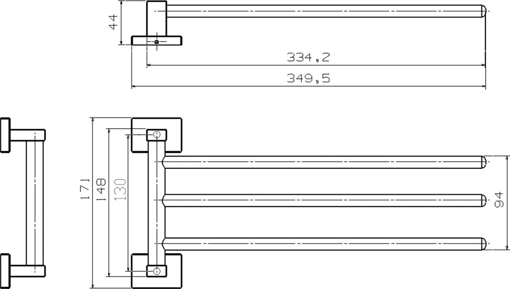 Aqualine Aqualine, APOLLO trojitý držák ručníků, chrom, 1416-16