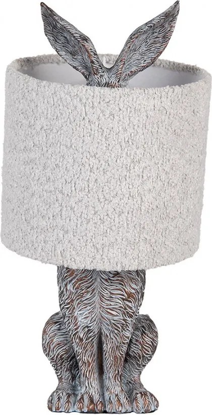 Šedá stolní lampa králík s chlupatým stínidlem Rabbi - Ø 20*43 cm / E27
